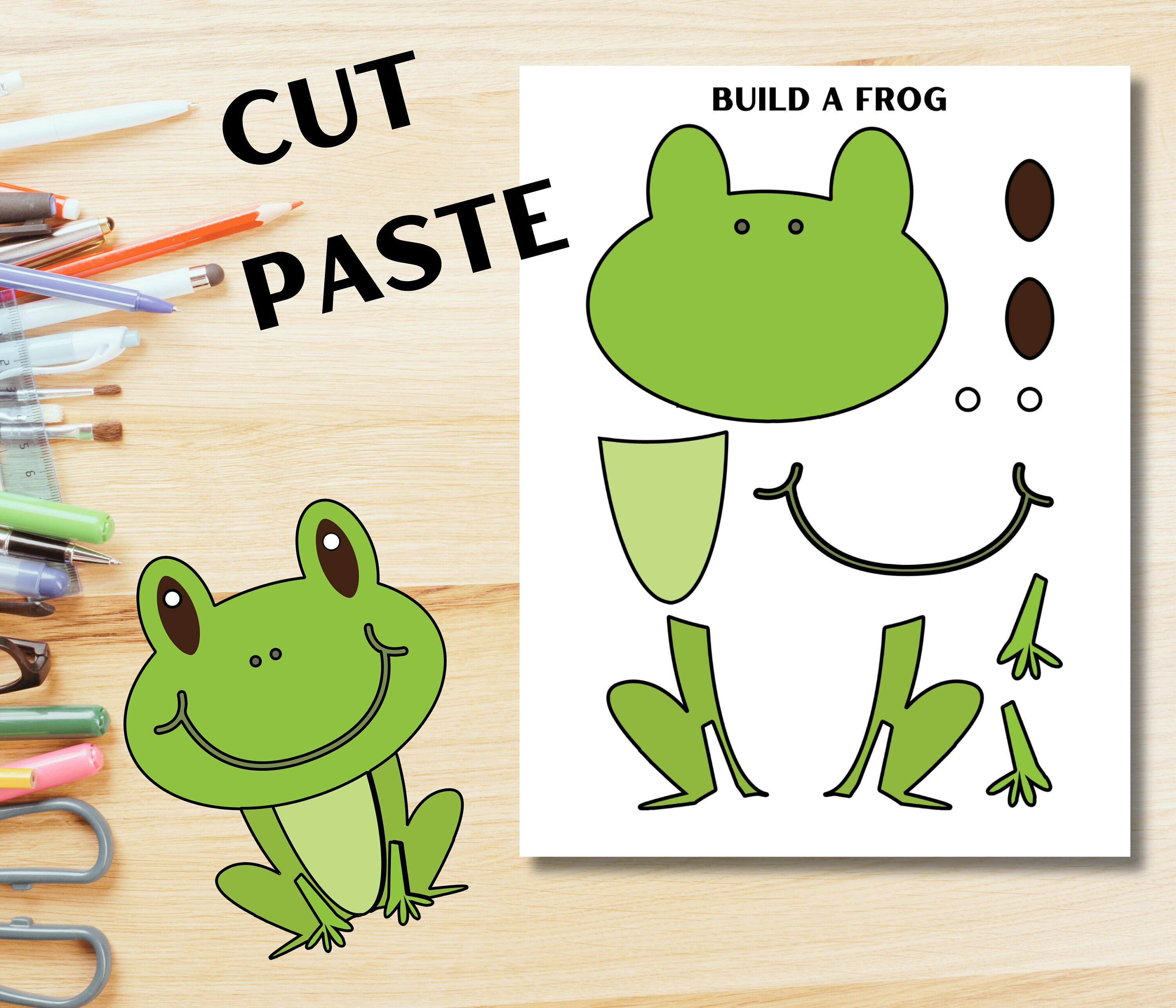 Frog Craft for Kids, Cut and Paste Activity Toddler, Fine Motor Skills ...