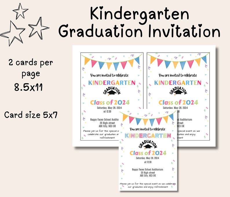 Editable Kindergarten Graduation Bundle: Certificate, Invitation ...