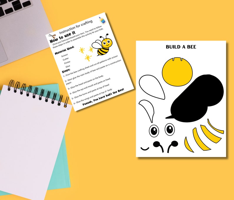 Bee Cut and Paste Worksheet for Kids, Cutting Practice Preschool ...