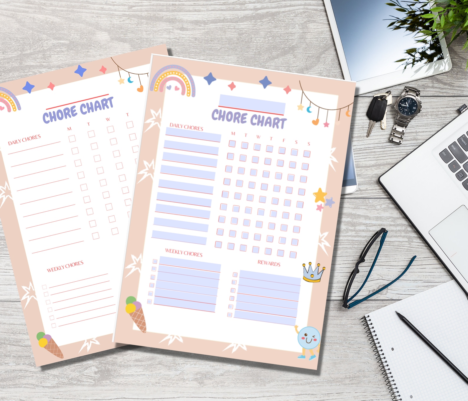 Chore Chart Printable for Kids Daily Chores Template - Etsy