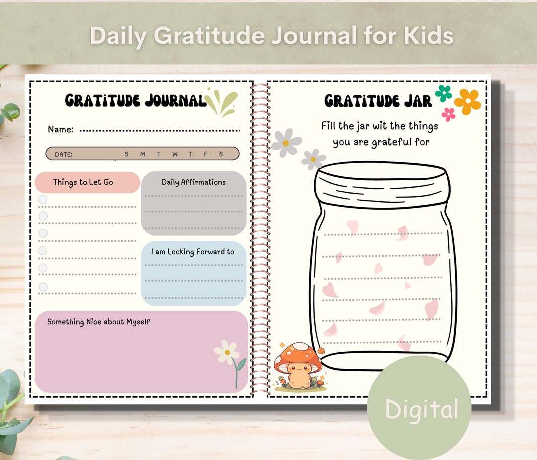 Gratitude Journal Printable for Kids Mindfulness Journal - Etsy