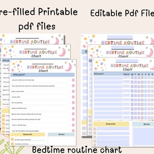 Bedtime Routine Checklist, Editable Bedtime Routine Chart, Nighttime ...