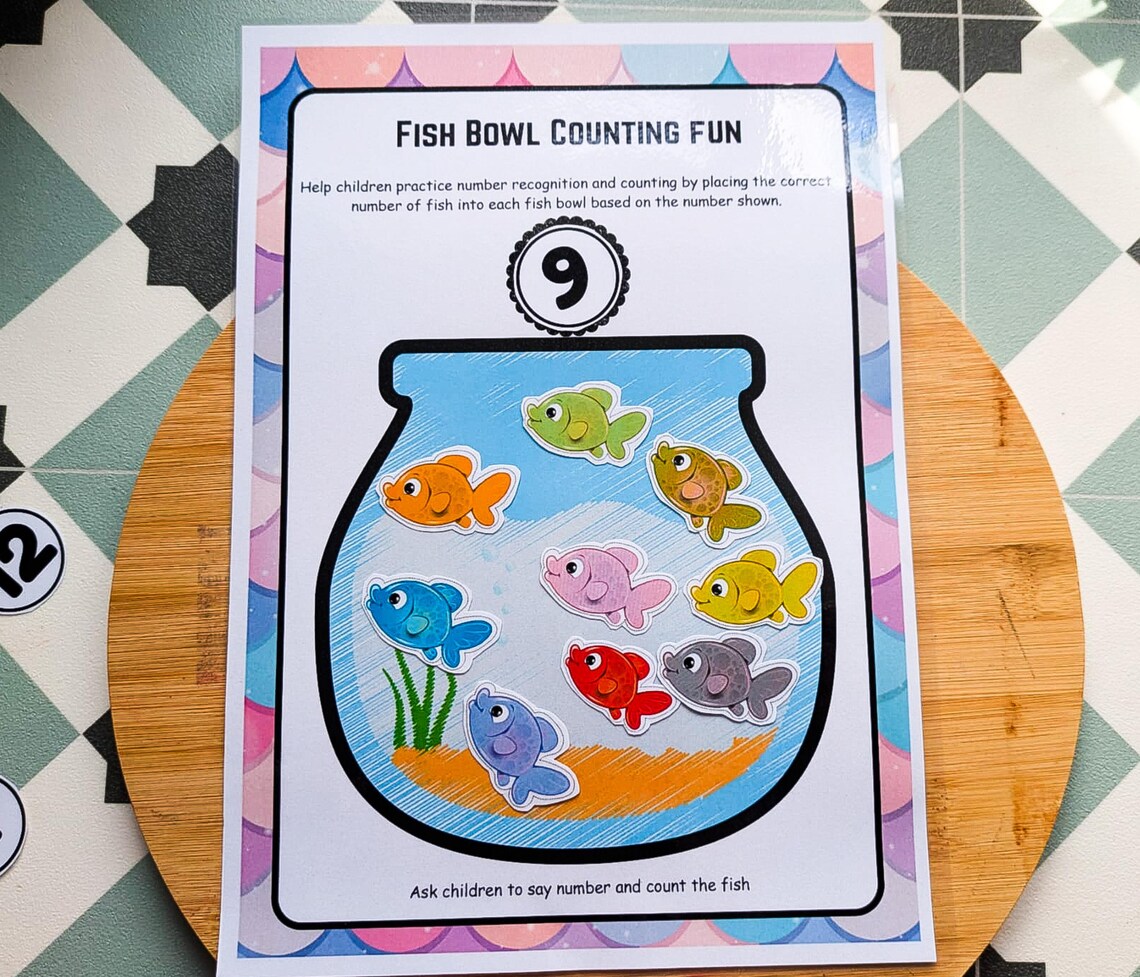 Fish Bowl Number Matching Game Printable, Preschool Math Center ...