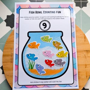 Fish Bowl Number Matching Game Printable, Preschool Math Center ...