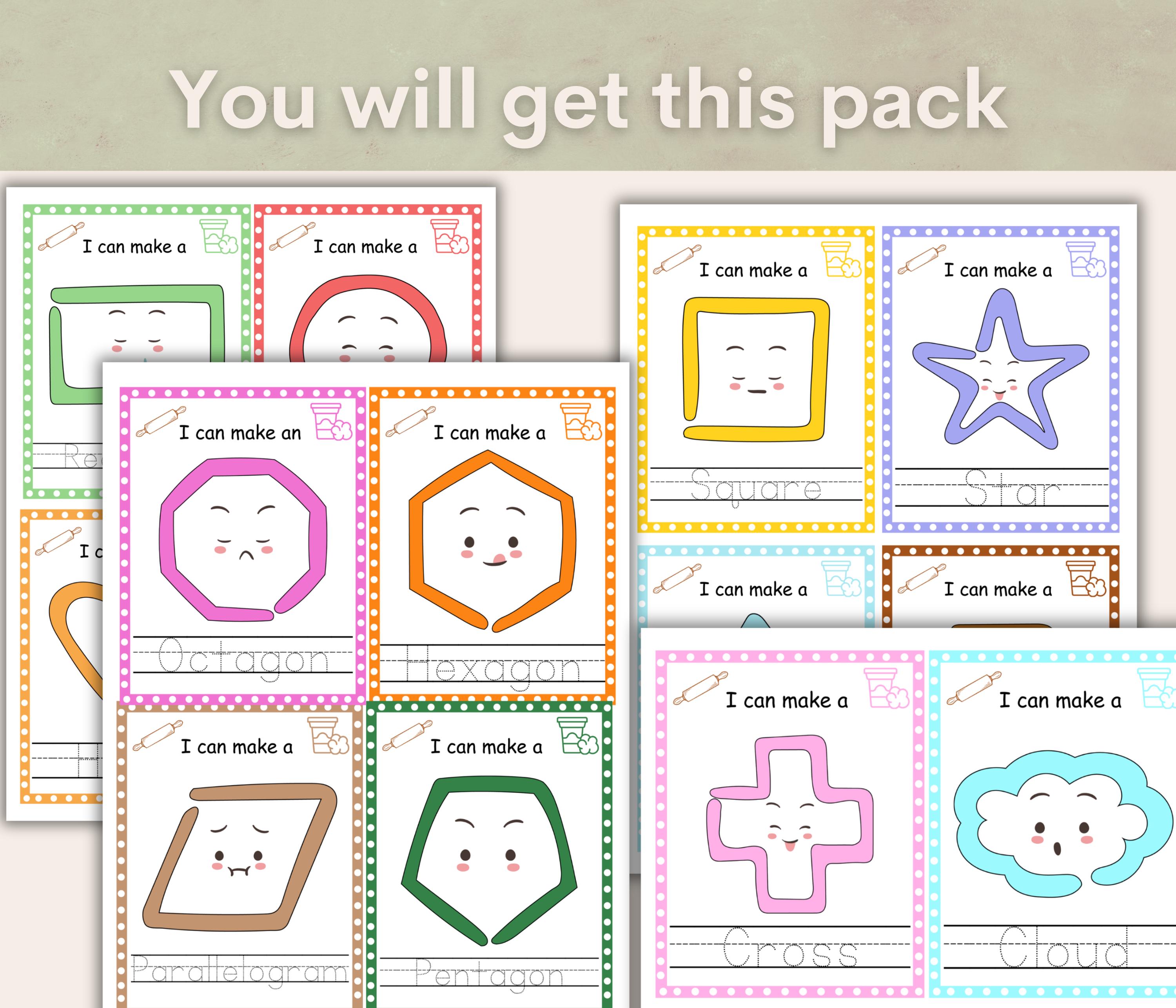 Play Dough Mats Printable, Shapes Play Dough Mats, Homeschool ...