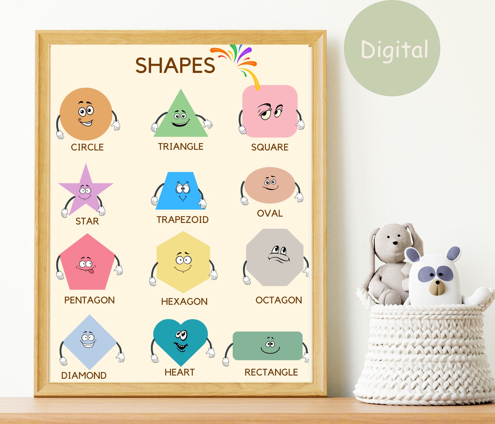 2d Shape Poster, Education Poster for Toddler, Kid-friendly Posters ...