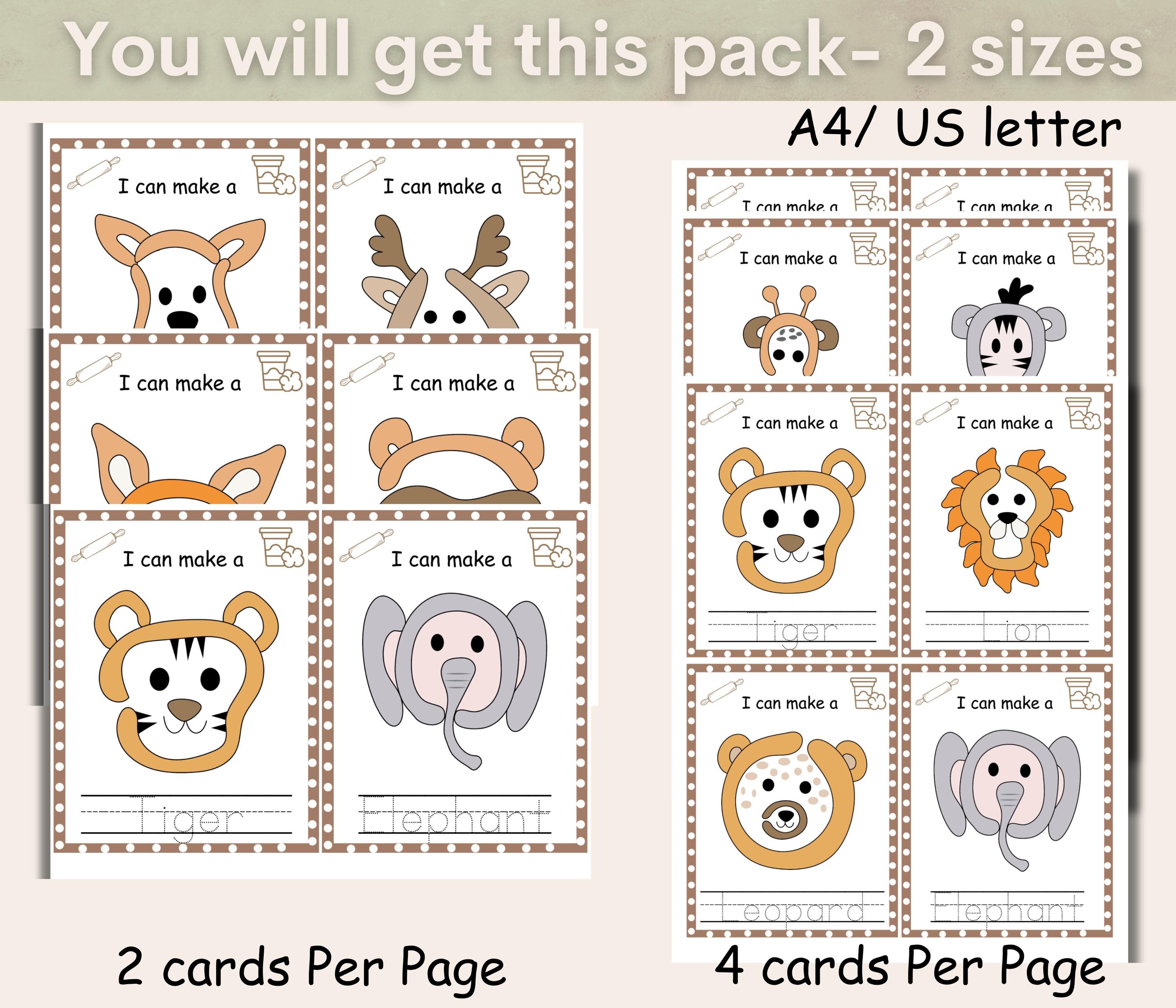 Wild Animals Playdough Mats Printable, Homeschool Montessori Animals ...