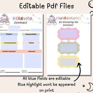 Behavior Contract for Kids, Behavior and Consequences Chart, Behavior ...