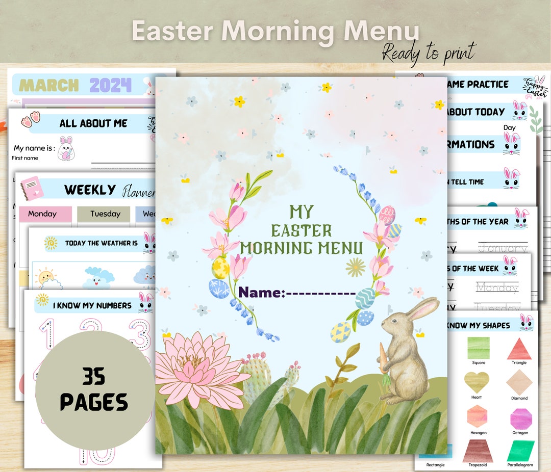 Morning Menu Easter April for Kids, Circle Time Homeschool Preschool ...
