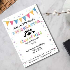 Editable Graduation Invitation Template, Kindergarten Graduation ...