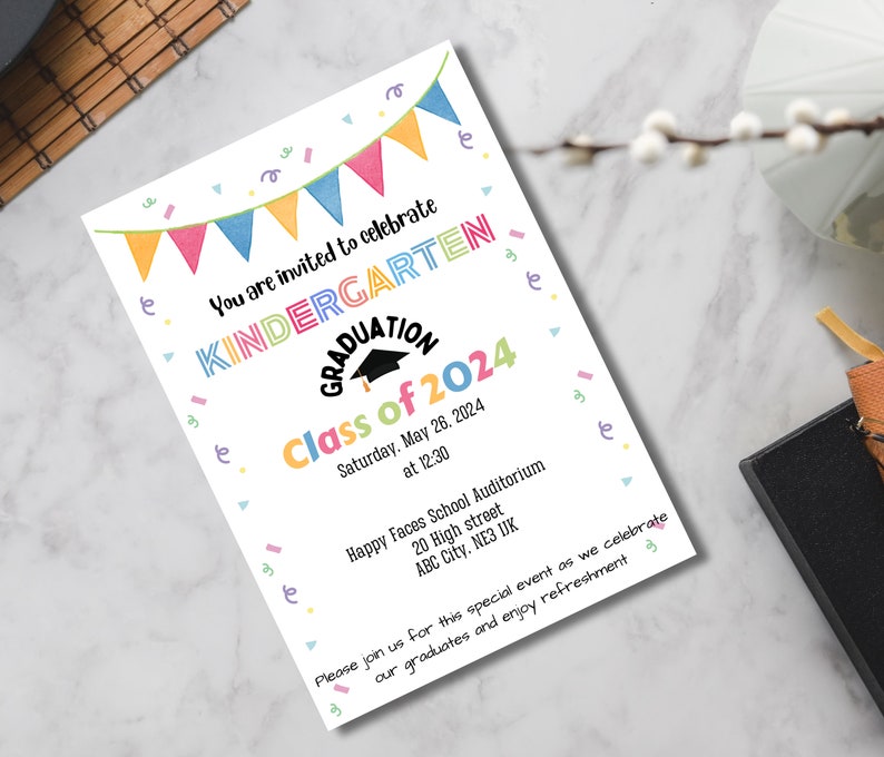 Editable Graduation Invitation Template, Kindergarten Graduation ...