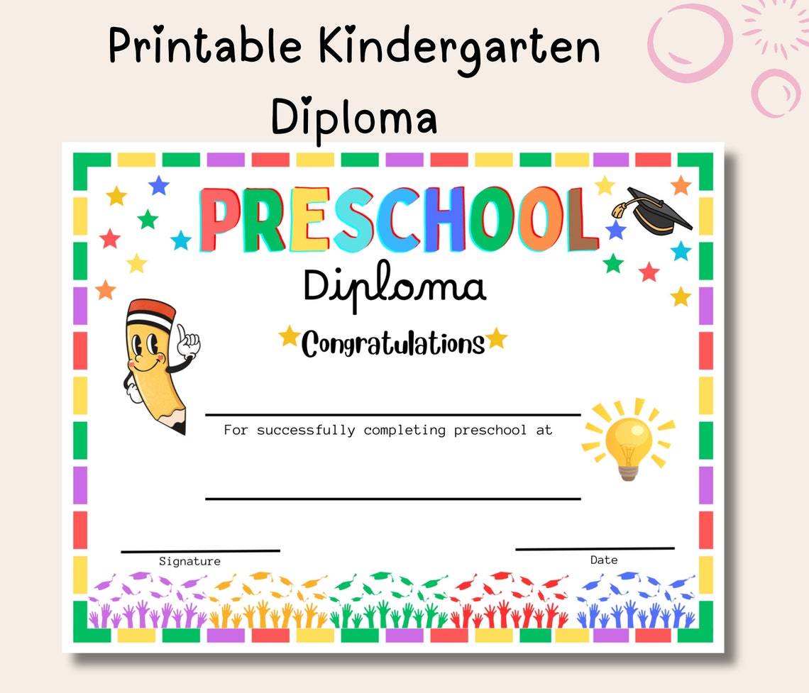 Editable Preschool Graduation Diploma , Graduation Certificate, Last ...