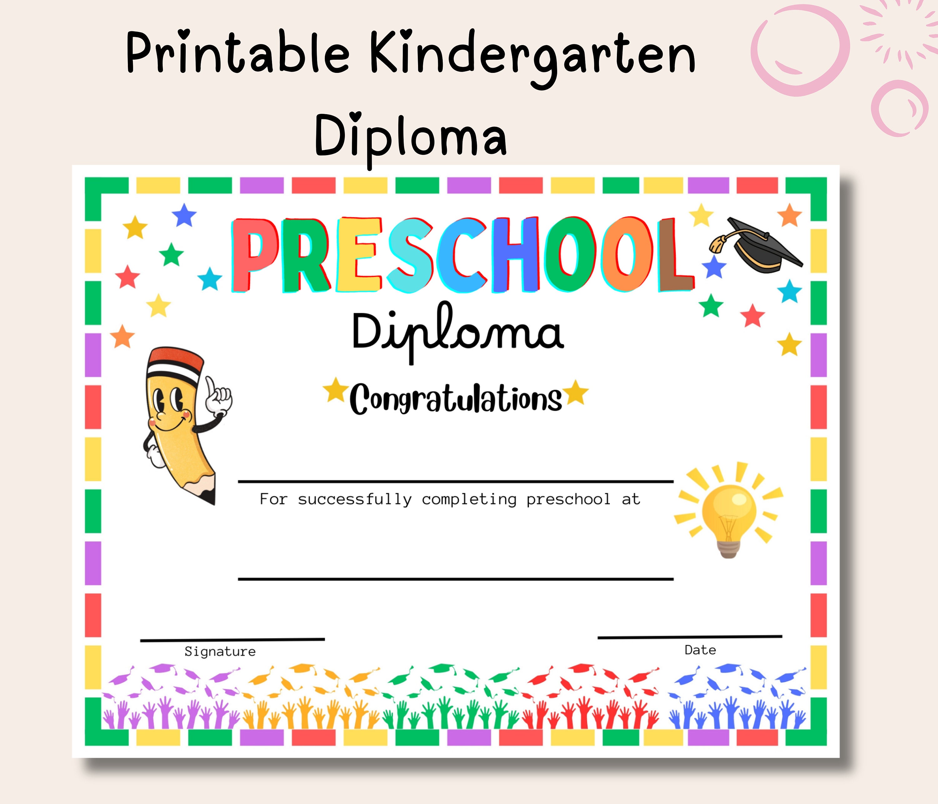 Editable Preschool Graduation Diploma , Graduation Certificate, Last ...