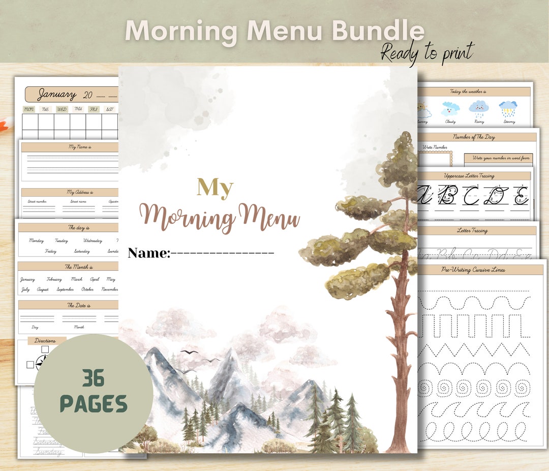 My Morning Menu Cursive, Morning Menu Daily Worksheet, Morning Menu ...
