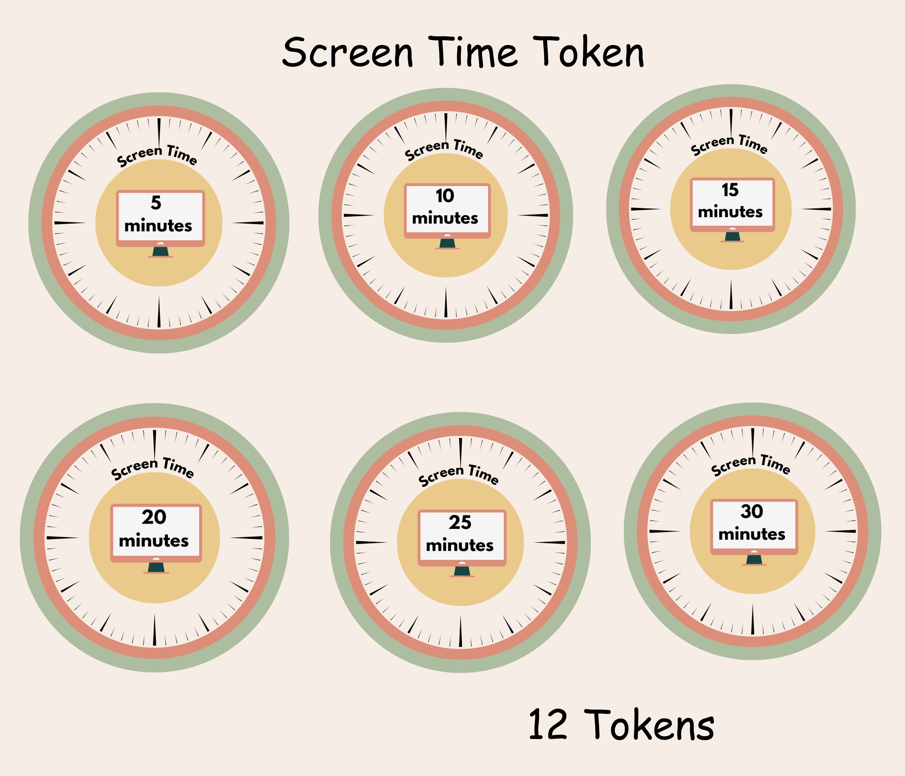 Screen Time Checklist for Kids, Screen Time Tokens, Screen Time ...