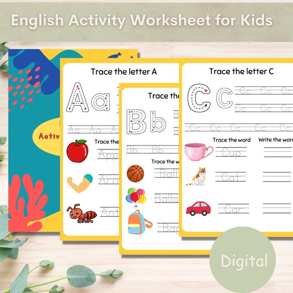 Number & Letter Tracing Sheet for Kids, Handwriting Practice, Abc ...