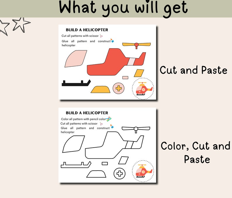 Cut and Glue, Preschool Cutting Practice, Scissor Skills Exercises ...
