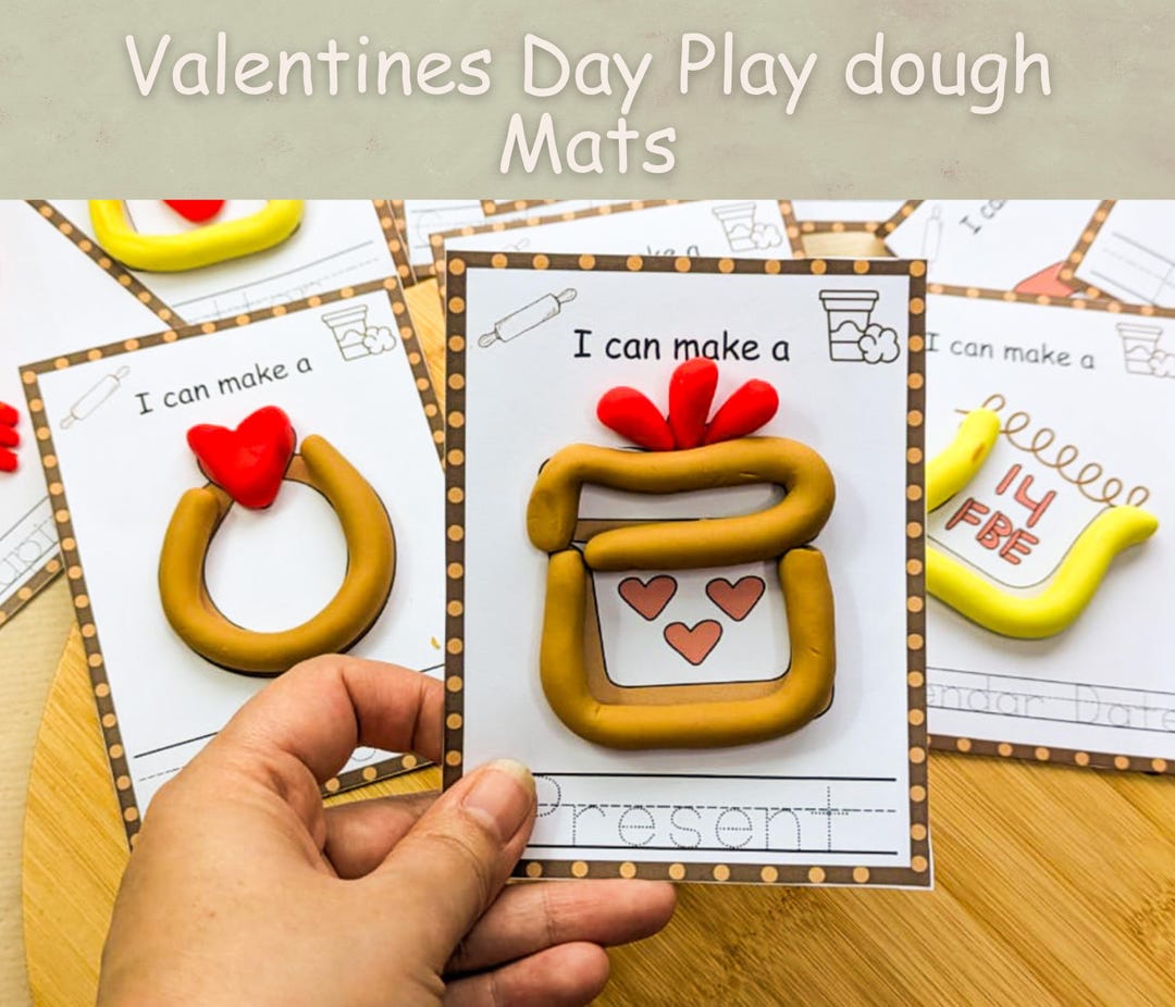 Valentines Day Play Dough Printable Mats, Homeschool Montessori Visual ...