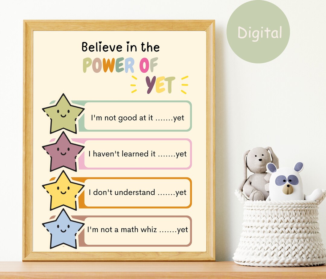 The Power of yet Printable, Growth Mindset Poster, Elementary Classroom ...