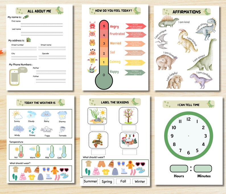 Dinosaur Morning Menu Homeschool, Toddler Morning Basket Printable ...