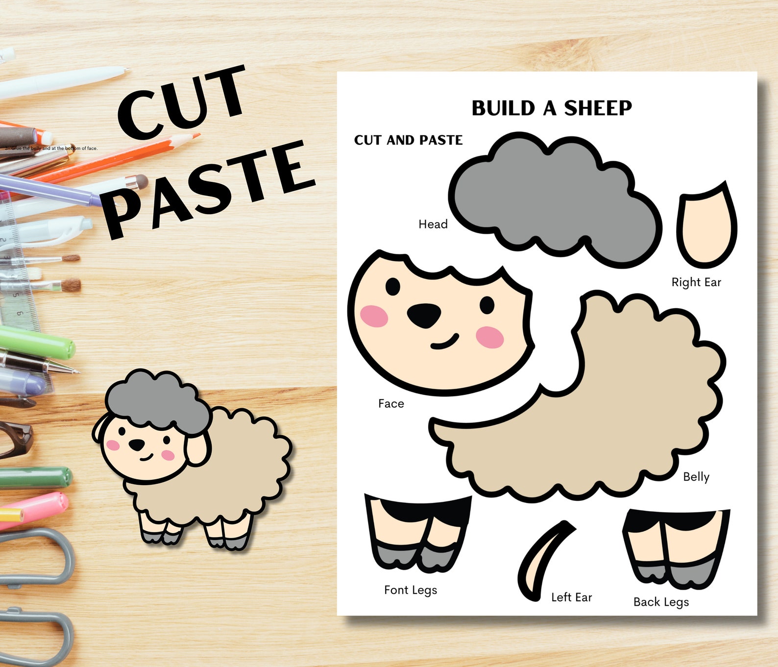 Cut and Paste Sheep Activity, Printable Preschool Cutting Practice ...
