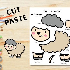 Cut and Paste Sheep Activity, Printable Preschool Cutting Practice ...