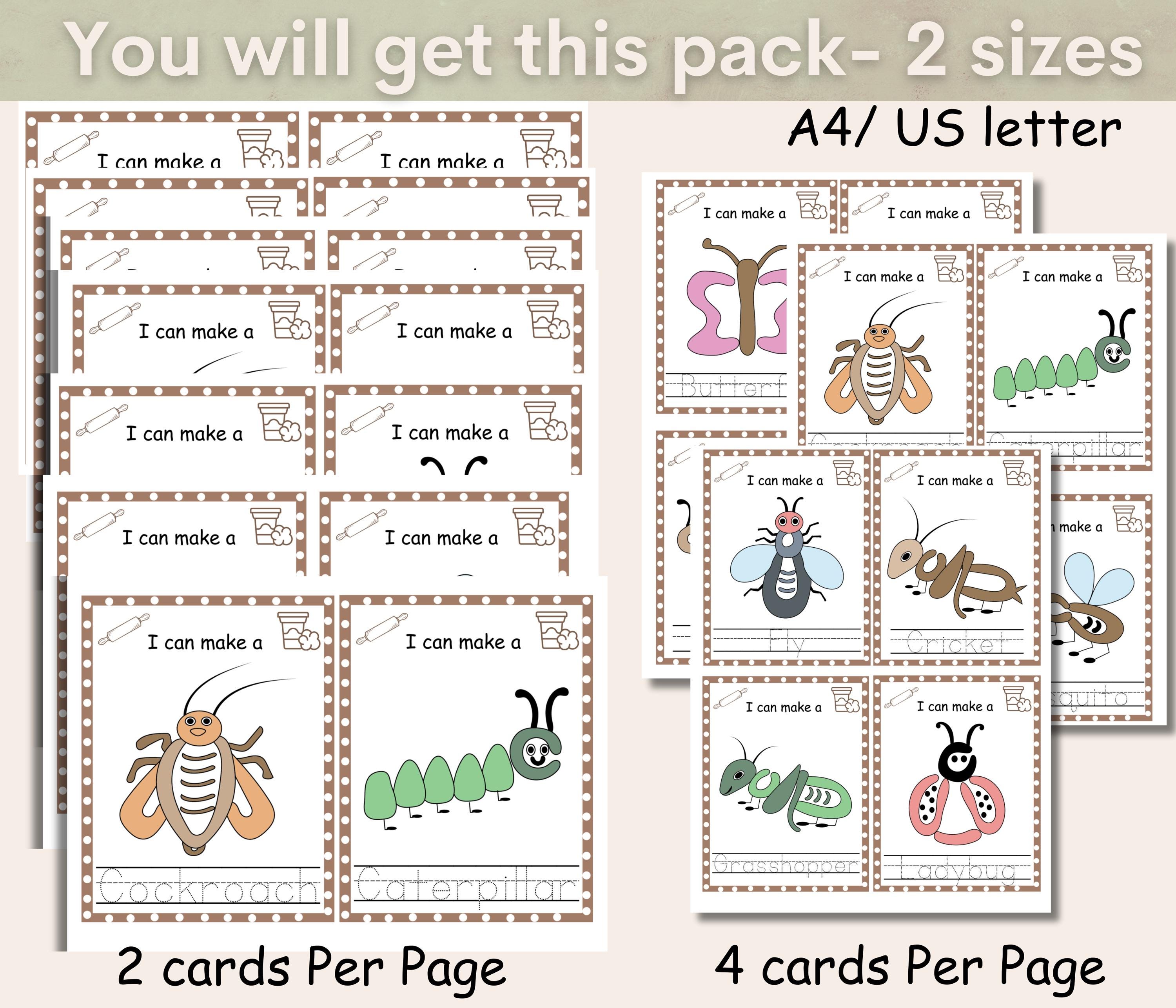 Insects Play Dough Mats Printable, Preschool Kindergarten Pre-k Play ...