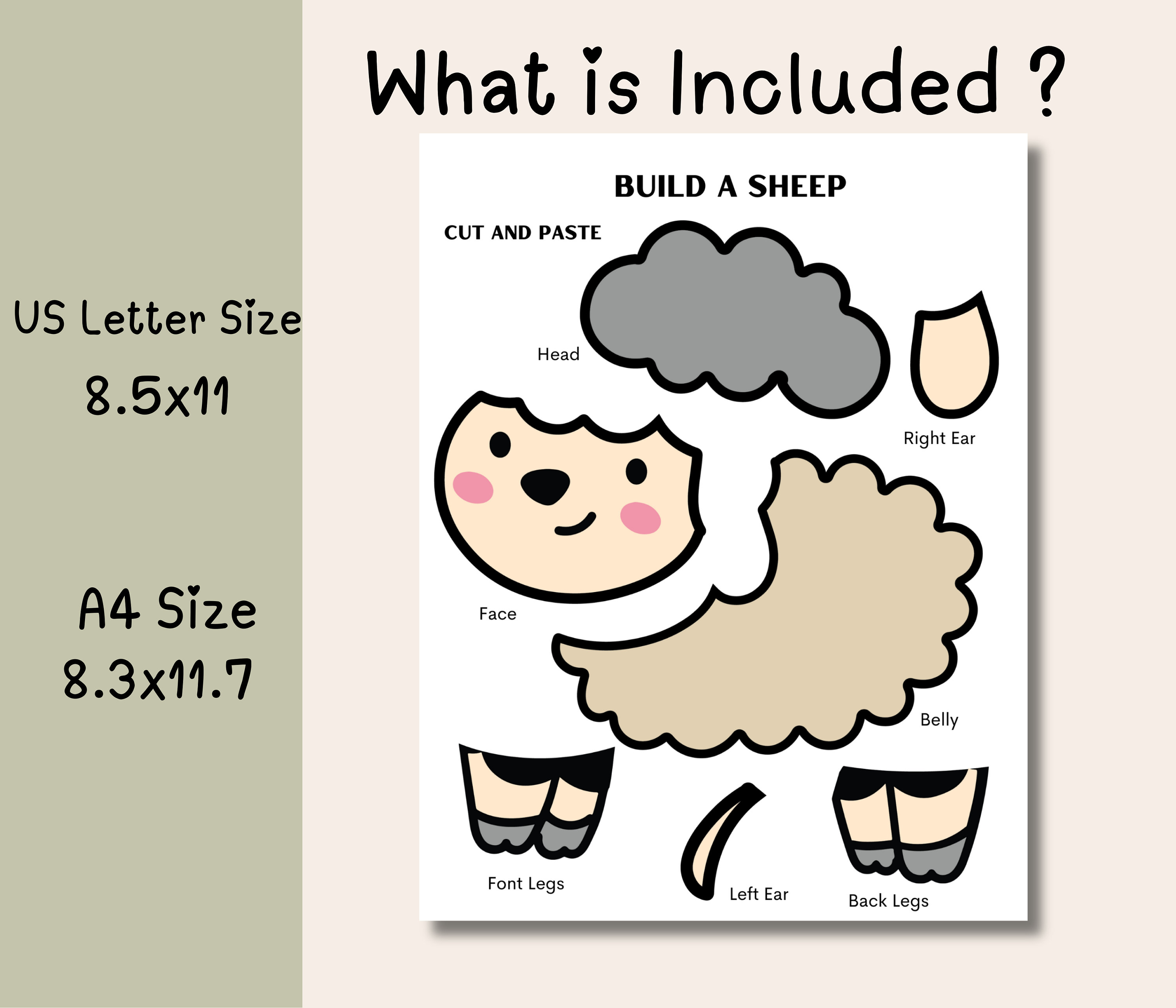 Cut and Paste Sheep Activity, Printable Preschool Cutting Practice ...