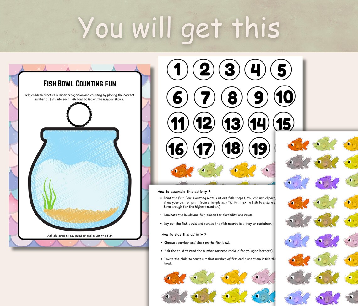 Fish Bowl Number Matching Game Printable, Preschool Math Center ...