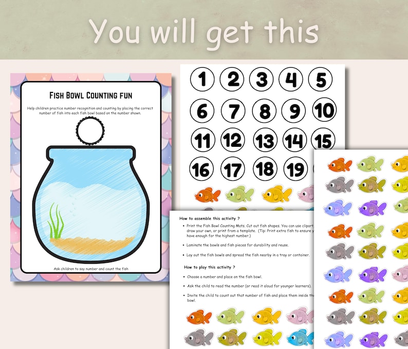 Fish Bowl Number Matching Game Printable, Preschool Math Center ...