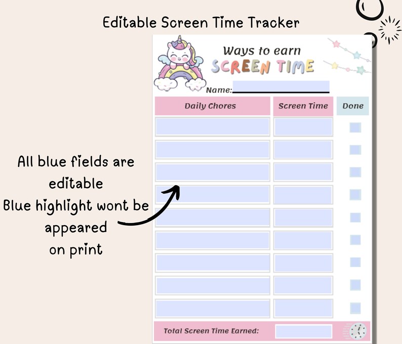 Screen Time Checklist, Screen Time Coupons Printable, Earn Screen Time ...