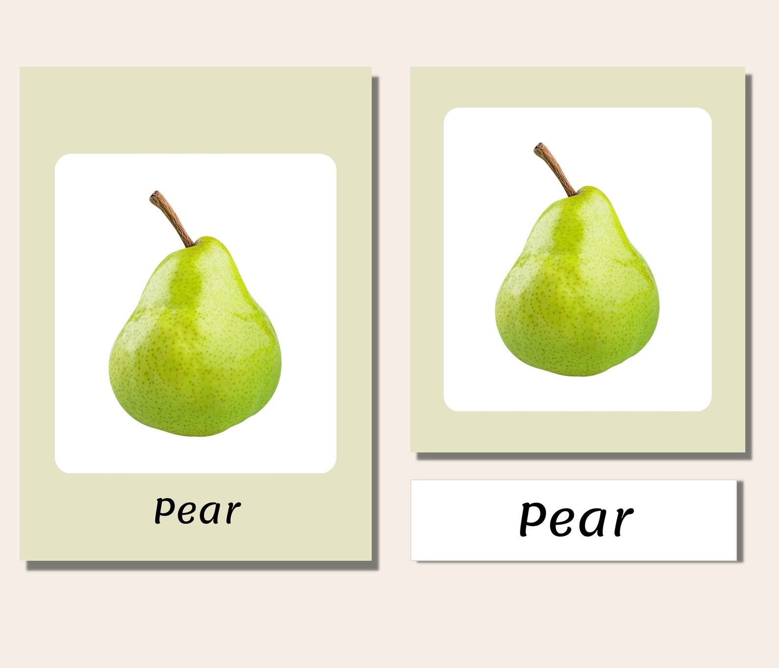 Fruit Flashcards for Kid, Montessori 3 Part Cards, Nomenclature Cards ...