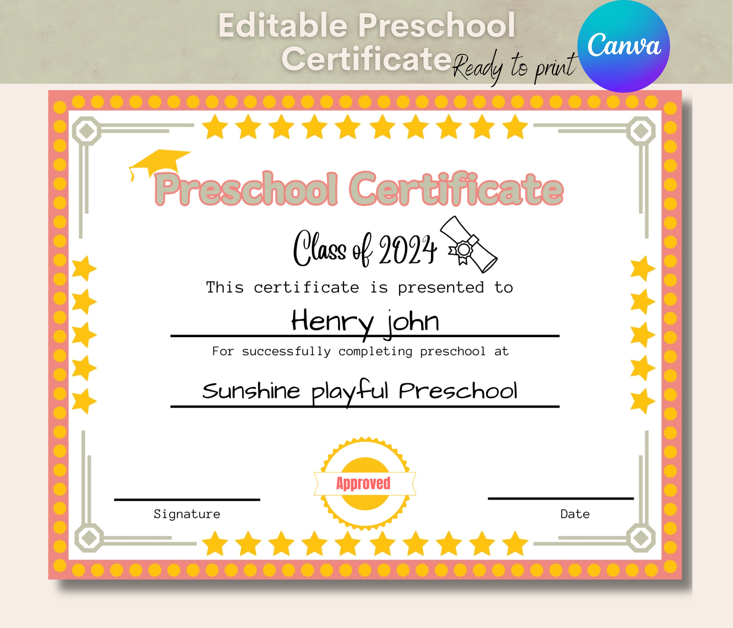 Editable Preschool Graduation Certificate, Printable Preschool ...