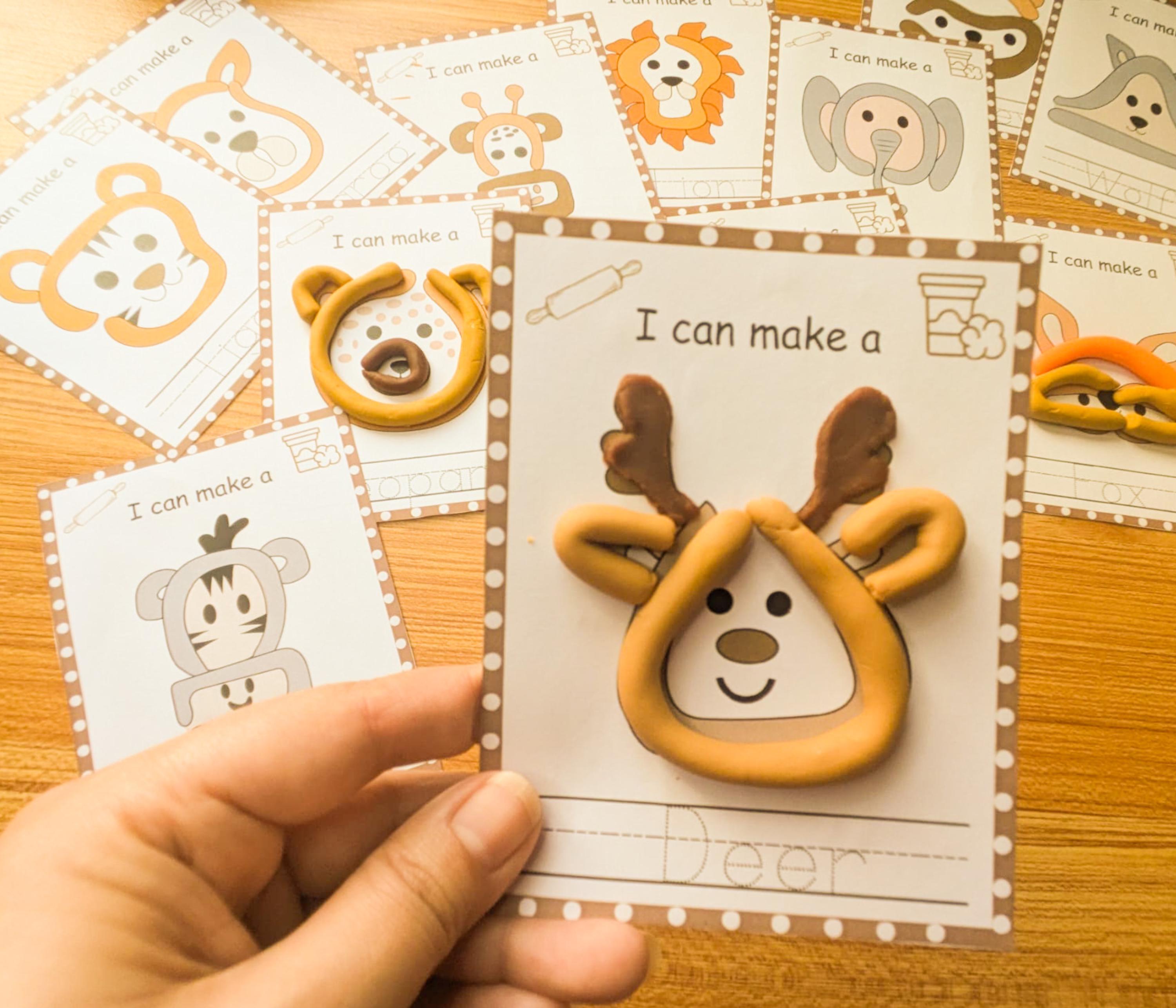 Wild Animals Playdough Mats Printable, Homeschool Montessori Animals ...