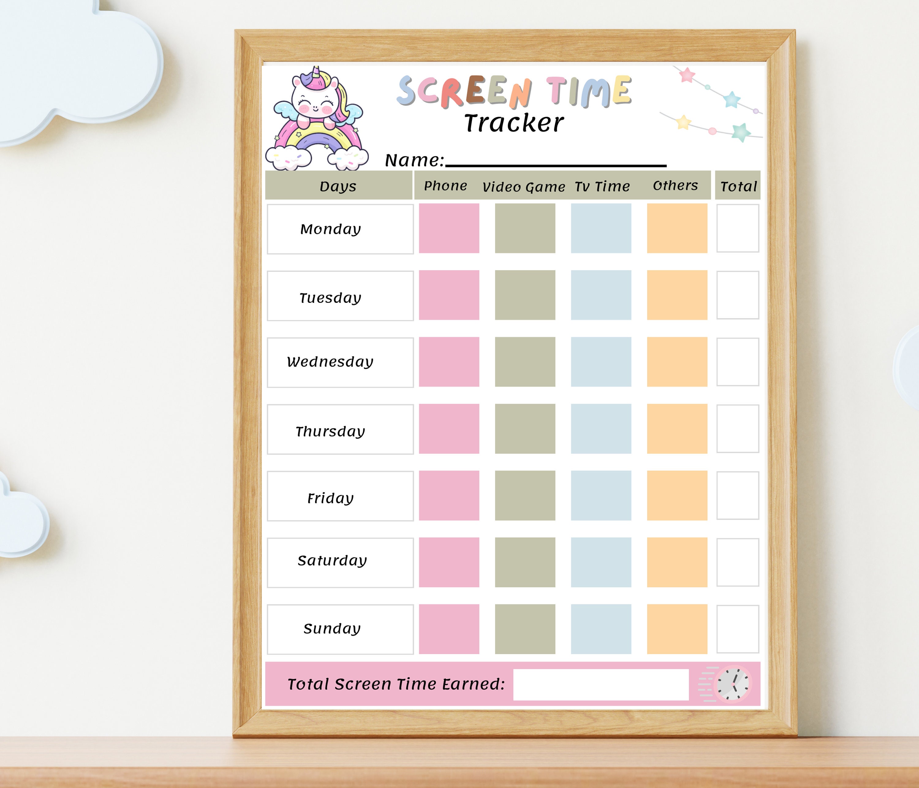 Screen Time Tracker for Kids, Printable Weekly Screen Time Tracker ...
