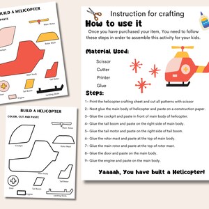 Cut and Paste Printable Helicopter Activity, Preschool Cutting Practice ...