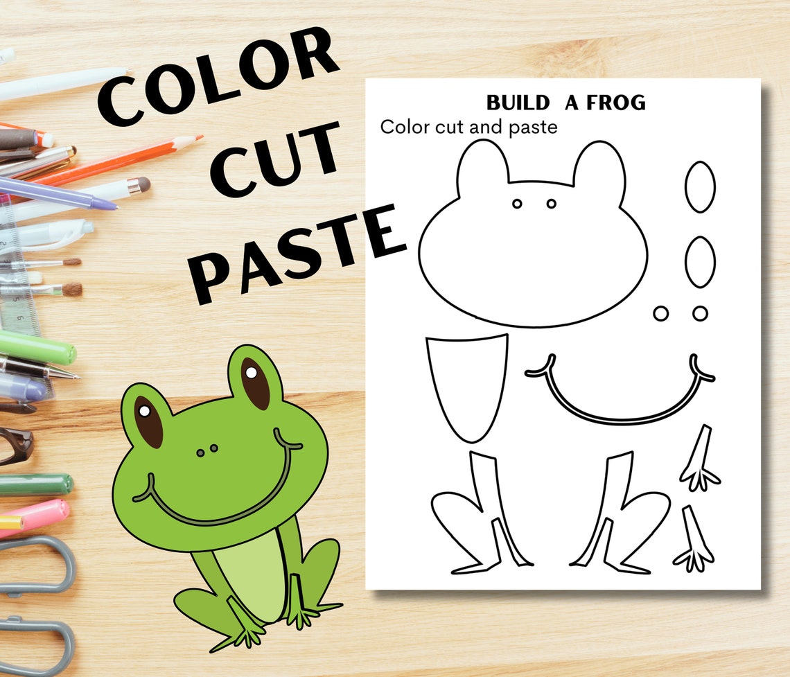 Frog Craft for Kids, Cut and Paste Activity Toddler, Fine Motor Skills ...