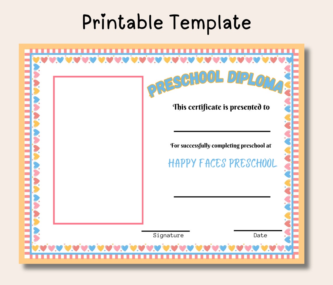 Editable Preschool Graduation Certificate, Printable Preschool ...