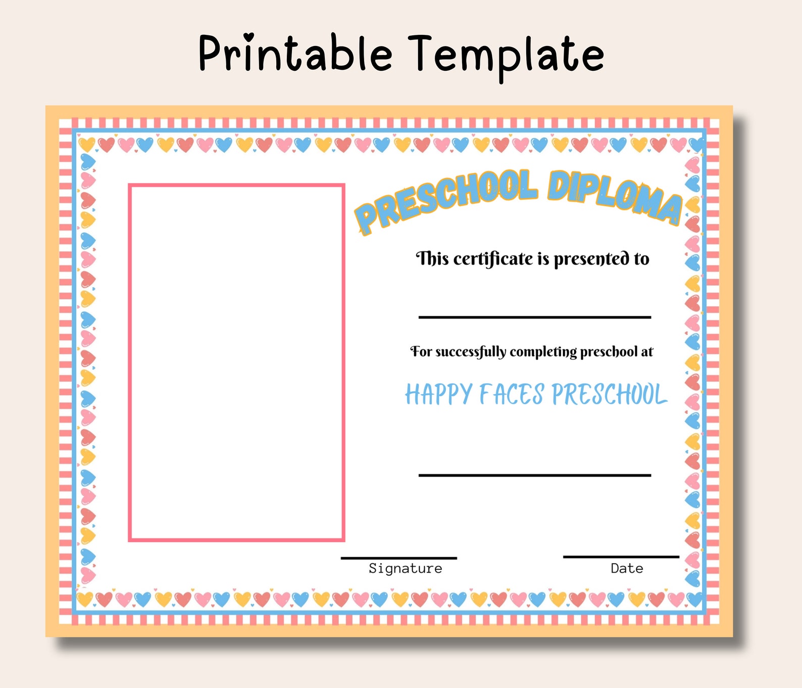 Editable Preschool Graduation Certificate, Printable Preschool ...