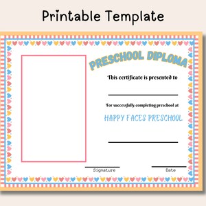 Editable Preschool Graduation Certificate, Printable Preschool ...