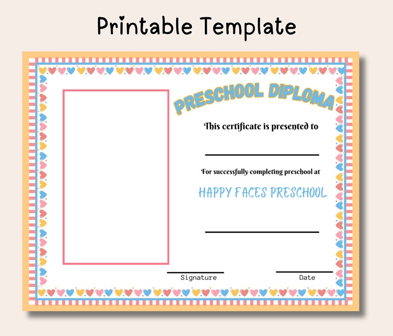 Editable Preschool Graduation Certificate, Printable Preschool ...
