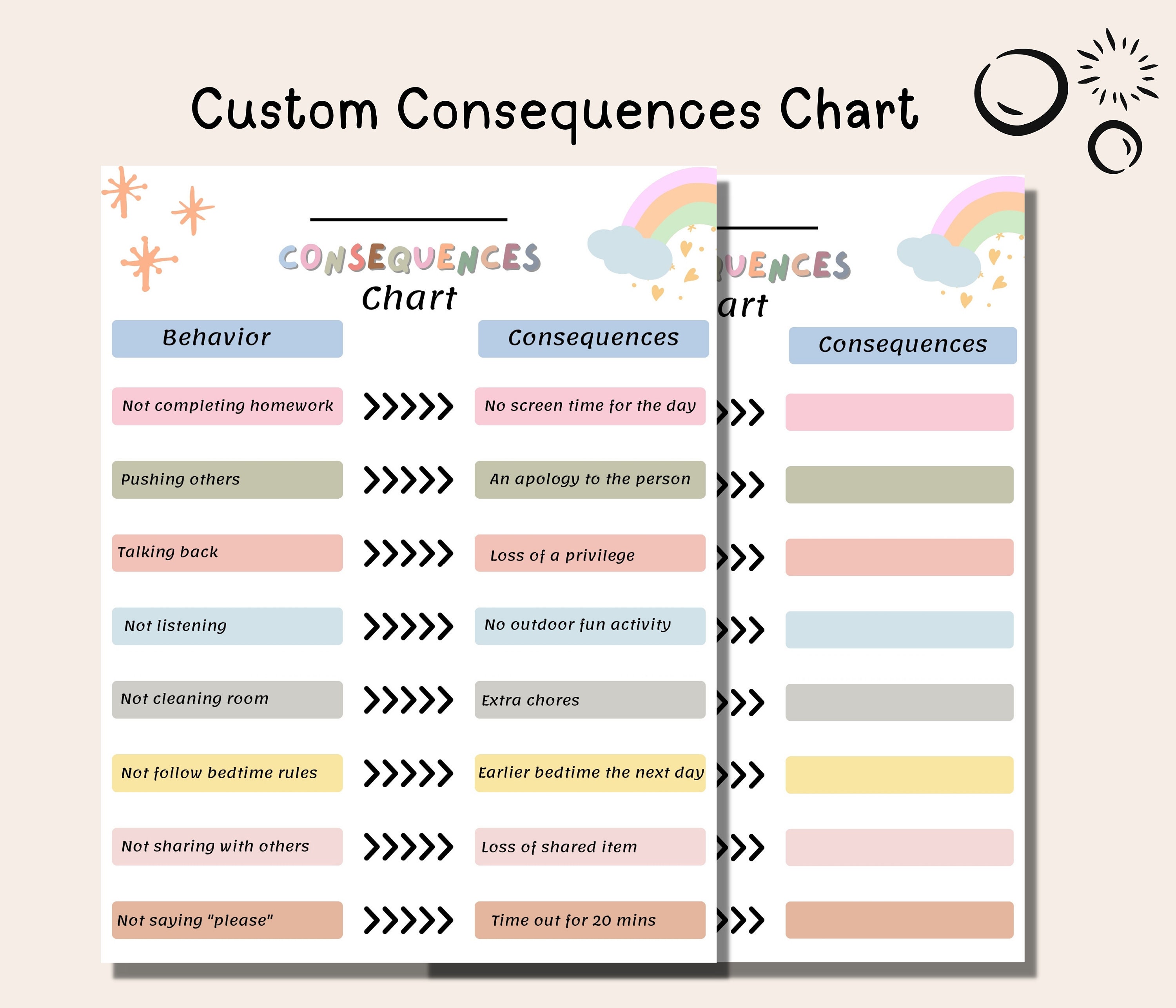 Behavior and Consequence Chart for Kids, Consequences of My Own Actions ...