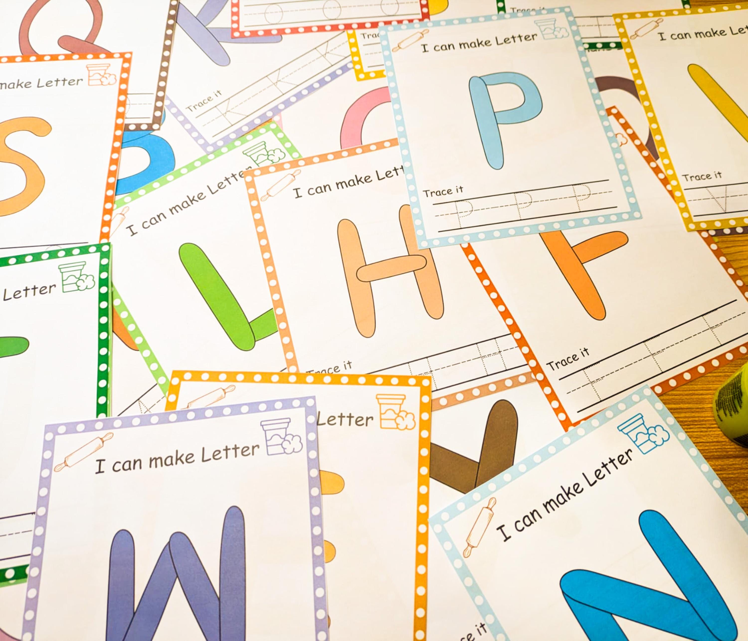Alphabet Play Dough Mat Printables, Montessori Letters Recognition, ABC ...