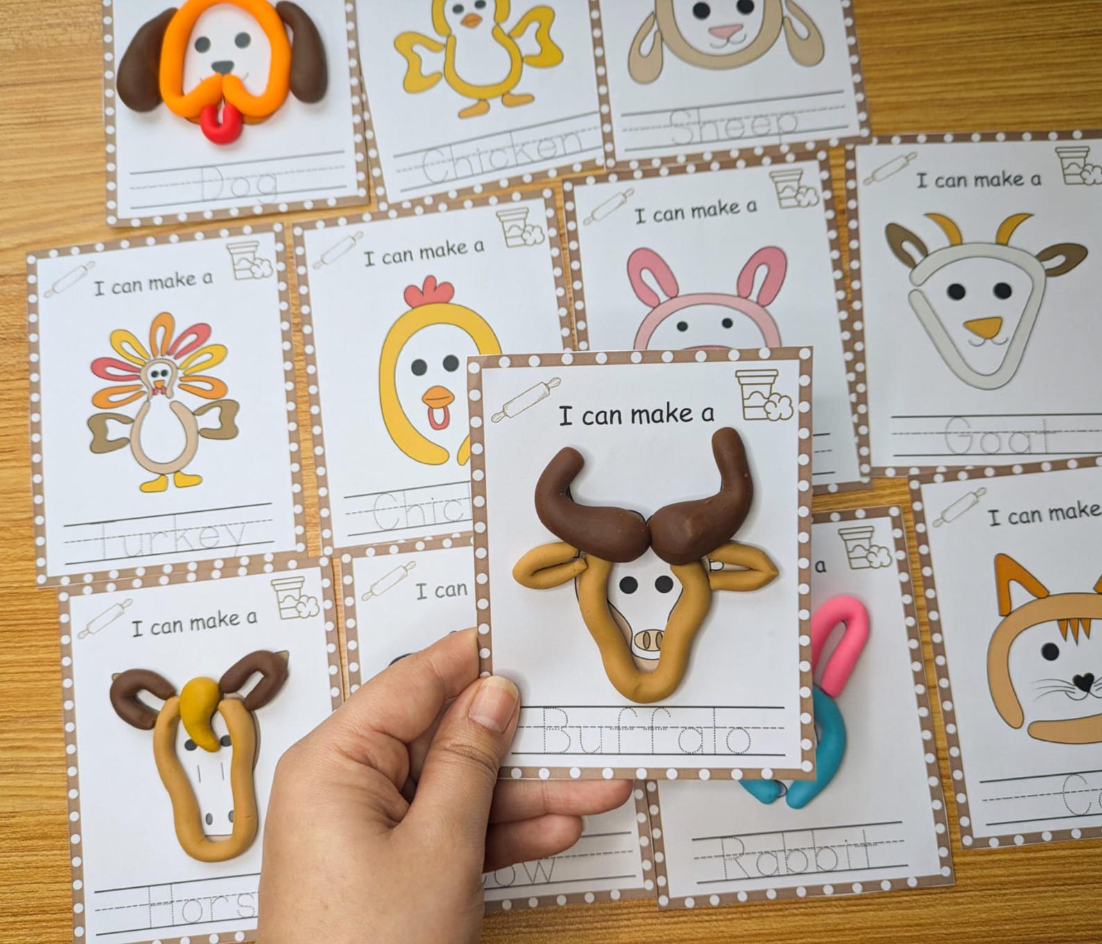 Farm Animals Playdough Mats Printable, Homeschool Montessori Visuals ...