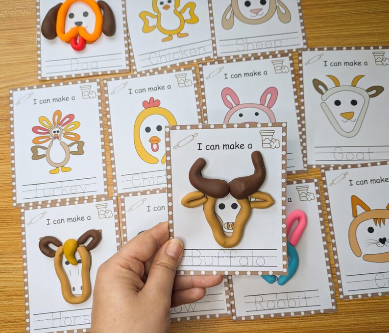 Farm Animals Playdough Mats Printable, Homeschool Montessori Visuals ...