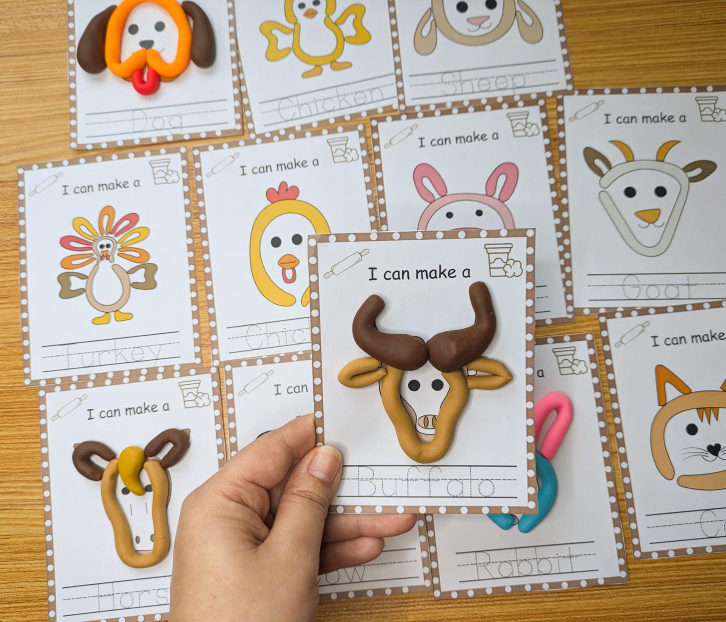 Farm Animals Playdough Mats Printable, Homeschool Montessori Visuals ...