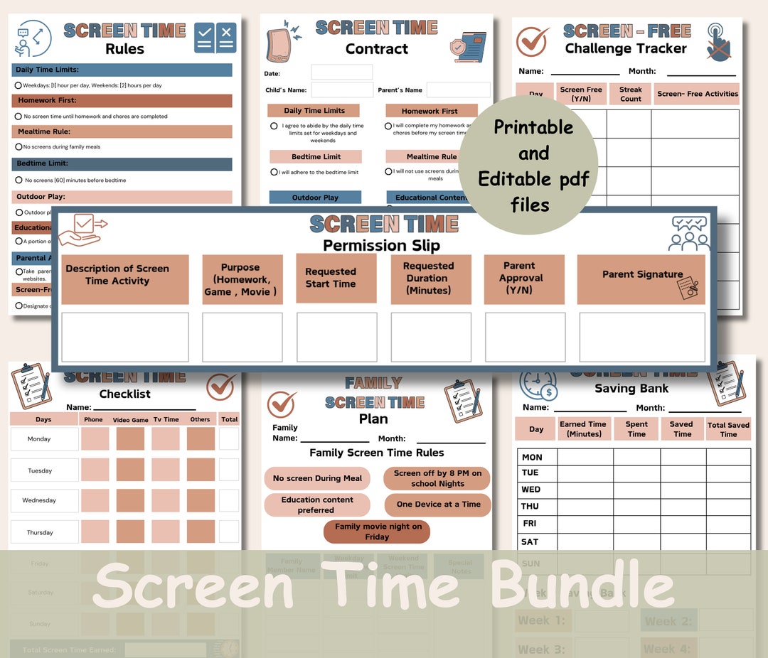 Screen Time Charts for Kids, Screen Time Rules, Screen Time Checklist ...