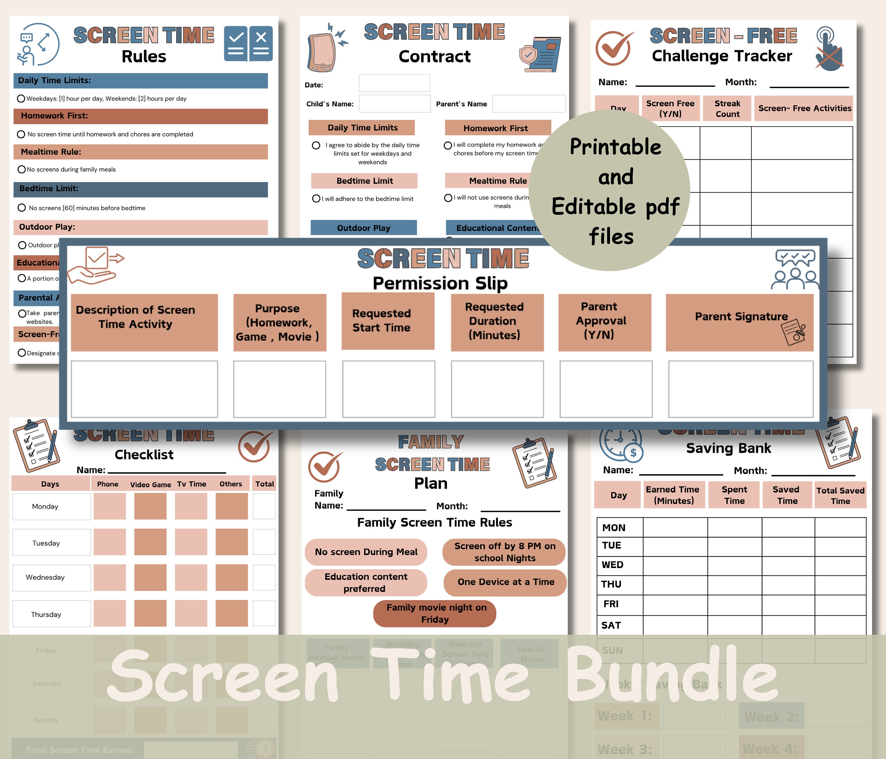 Screen Time Charts for Kids, Screen Time Rules, Screen Time Checklist ...