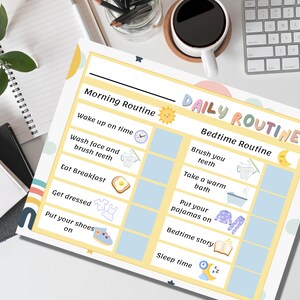 Kids Morning and Night Time Routine, Bedtime Routine Chart Printable ...