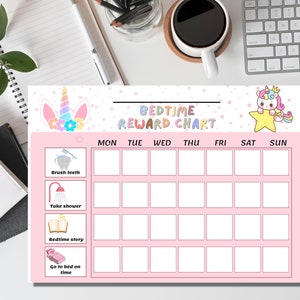 Bedtime Reward Chart for Kids, Bedtime Routine Chart for Toddler ...